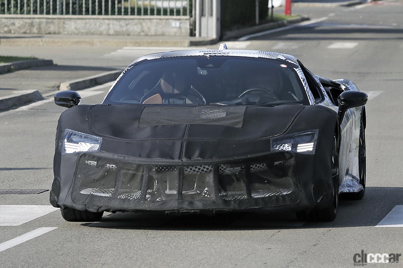 Spy shot of secretly tested future car 画像｜フェラーリ「SF90 VS」はパガーニばりのロングテールを ...