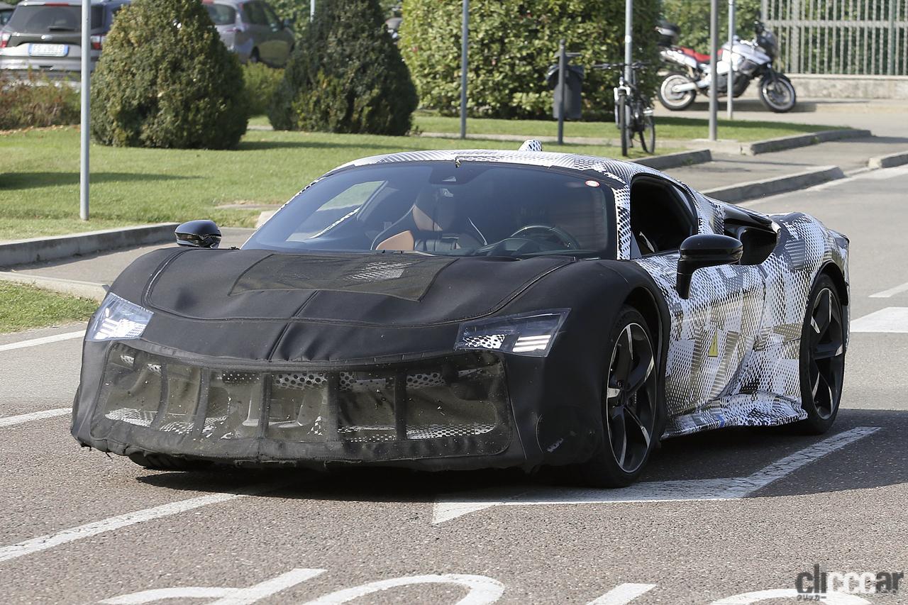 Spy shot of secretly tested future car 画像｜フェラーリ「SF90 VS」はパガーニばりのロングテールを ...